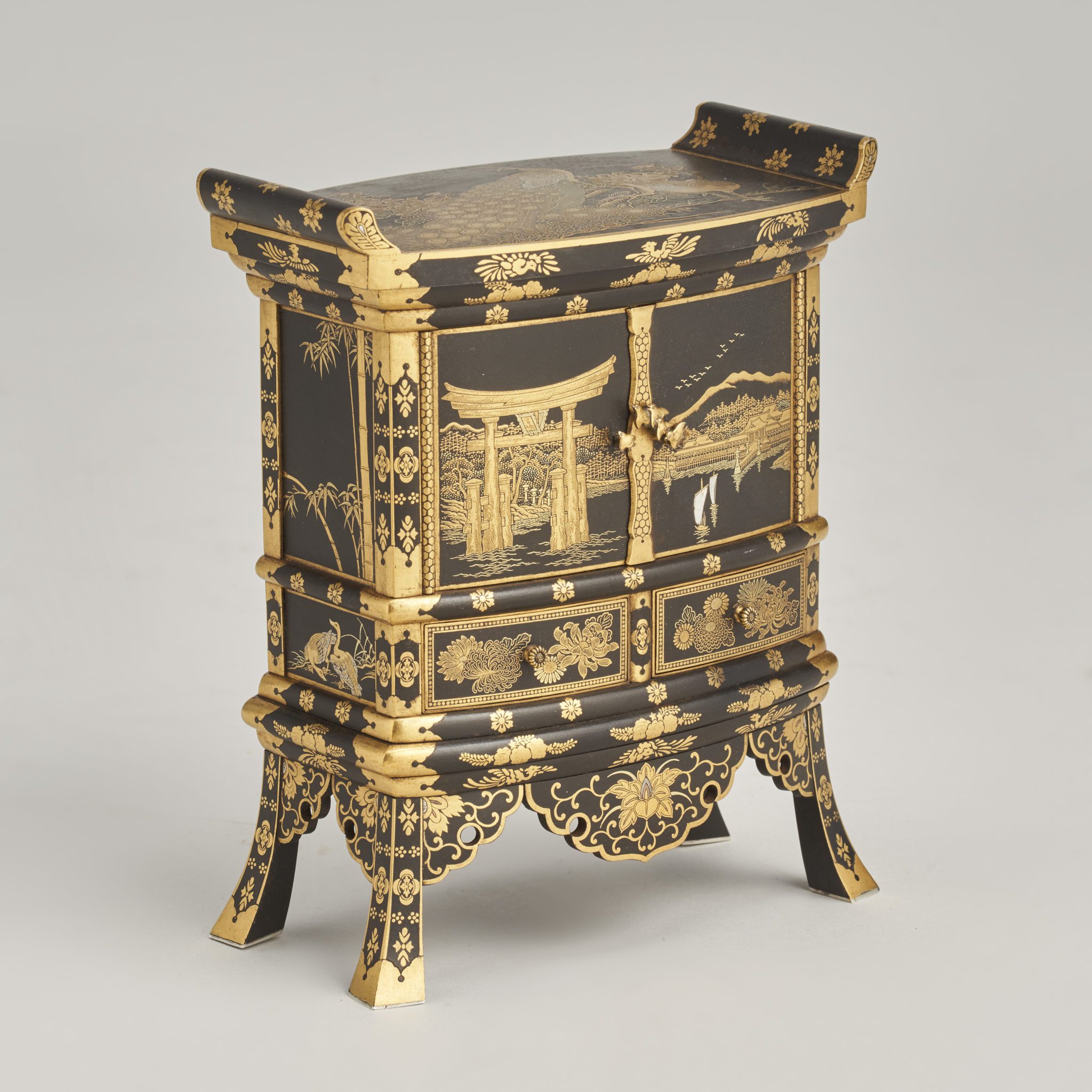 A stunning Japanese, Meiji-era (1868 - 1912) miniature Iron cabinet by ...