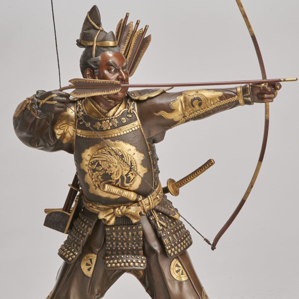 A large Okimono pair depicting Samurai Archers signed Gyoko (Circa 1880 ...