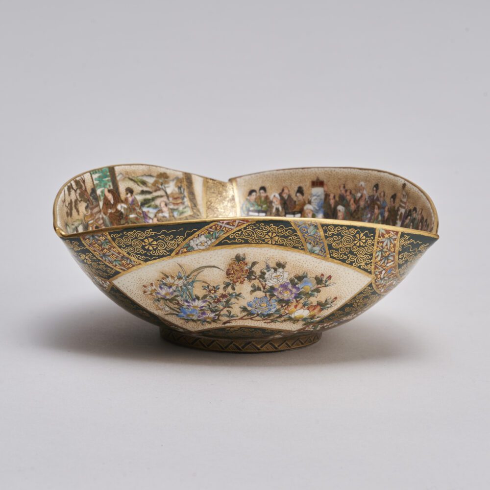 An unusual triangular-form Satsuma bowl made for the Yasuda Company ...
